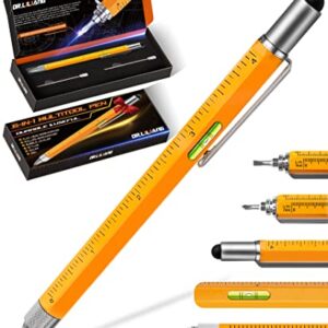 Valentines Day Gifts for Him Her - 6 In 1 Multitool Pen Gadgets Tools Gifts For Men Fathers Grandpa Son Birthday Gifts, Woodworkers DIY Handyman, Ruler, Level, Screwdriver, Stylus, Ballpoint Pen