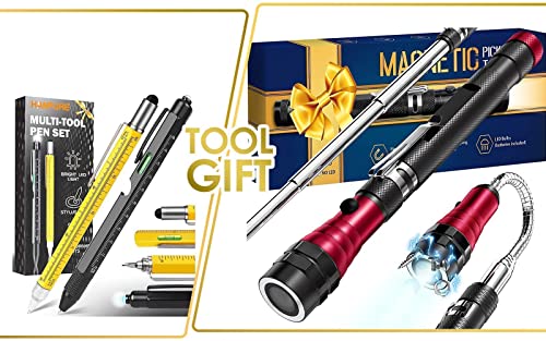 HANPURE Tool Gifts for Men-Stocking Stuffers Tool Gifts Men - Women Gadgets Magnetic Pickup Tool LED Light and 2PC Cool Gadgets Set for Dad Birthday Women Christmas Stocking Stuffers Fathers Day.