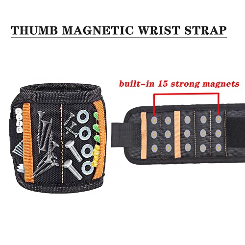 Gift for Men Women Magnetic Wristband, Magnetic Wrist Band Perfectly Fixed Tool Belt Outdoor, 15 Strong Magnets Wristband for Holding Screws, Nails and Drilling Bits, Gift Ideas