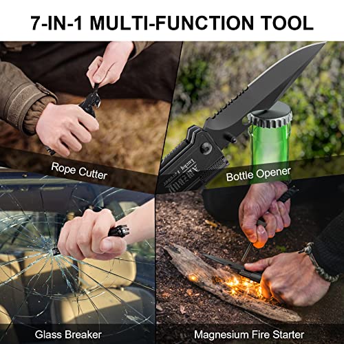 Father's Day Gifts for Dad from Daughter Son, 7-In-1 Pocket Multitool Knife Cool Gadgets Birthday for Men Women Him Husband Who Have Everything Wants Nothing, Tactical Survival EDC Camping Accessories