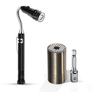 gifts for men, led magnetic pickup tools with universal socket tools cool gadgets for men, gifts for dad, stocking stuffers for men