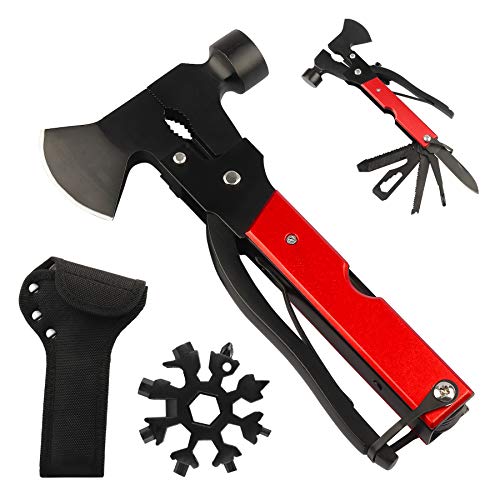 Camping Accessories Hunting Survival Gear Hatchet 15 in 1 Snowflake Multi Tool Knife and Equipment Axe Tools Mens Gifts for Christmas Stocking Stuffers