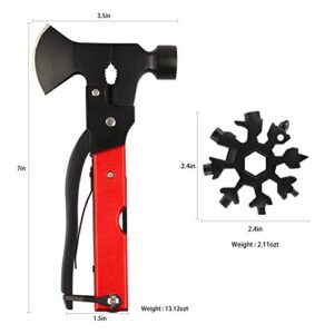 Camping Accessories Hunting Survival Gear Hatchet 15 in 1 Snowflake Multi Tool Knife and Equipment Axe Tools Mens Gifts for Christmas Stocking Stuffers