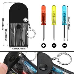 24 Pcs Mini Screwdriver Set Keychain Screwdriver Keychain Tool Bulk and LED Lights Keychain, three Mini Screwdrivers in a Portable Pouch with Snap and Hook Repair Kit for Party Favor