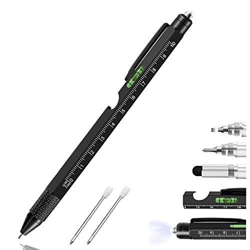 YouOKLight Multi tool pen set,gift tool pen,multitool pen for men,9 in 1 pen multitool,ruler(Metric,Imperial),screwdriver(flat,cross),bottle opener,level gauge,stylus,LED flashlight,ball point pen.