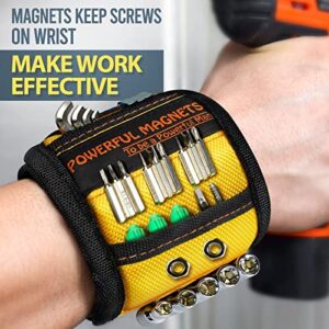 Tool Gifts for Men-Women Gadgets Magnetic Pickup Tool LED Light|Christmas Tool Gifts For Men Dad Husband|Unique Birthday Gifts and Magnetic Wristband for Holding Screws, Wrist Magnet, Gifts for Dad