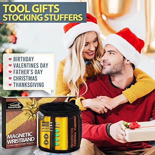 Tool Gifts for Men-Women Gadgets Magnetic Pickup Tool LED Light|Christmas Tool Gifts For Men Dad Husband|Unique Birthday Gifts and Magnetic Wristband for Holding Screws, Wrist Magnet, Gifts for Dad