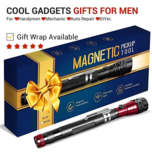 Tool Gifts for Men-Women Gadgets Magnetic Pickup Tool LED Light|Christmas Tool Gifts For Men Dad Husband|Unique Birthday Gifts and Magnetic Wristband for Holding Screws, Wrist Magnet, Gifts for Dad