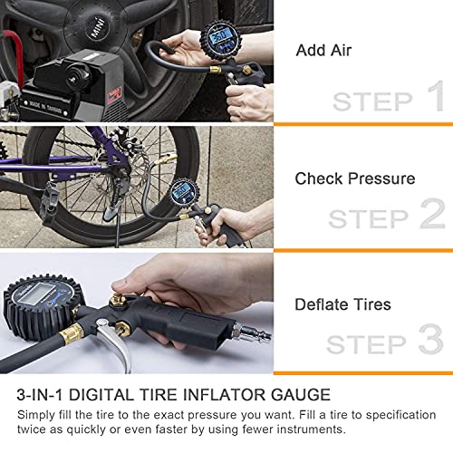 AstroAI Digital Tire Inflator with Pressure Gauge 250 PSI and Upgraded Glow Dial Tire Inflator 100 PSI Bundle