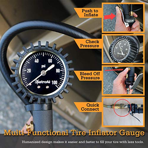 AstroAI Digital Tire Inflator with Pressure Gauge 250 PSI and Upgraded Glow Dial Tire Inflator 100 PSI Bundle