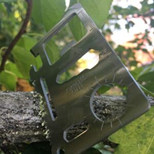 (10 Pack, Silver) Ninja Outdoorsman 11 in 1 Stainless Steel Credit Card Pocket Sized Survival Multi Functional Tool - Stocking Stuffers, Christmas Gifts Under 10 Dollars