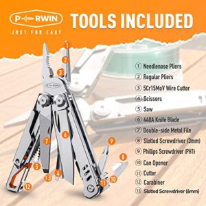 Multitool, 13-in-1 Multi-tool Pliers with Carabiner Professional Multi-tool for Fishing & Camping, Christmas Gifts for Men Dad Husband by PERWIN