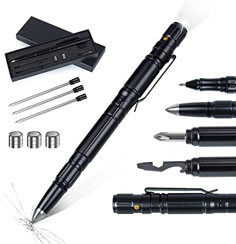 QEZEZA Gifts for Men Dad Him, 8 in 1 Multitool Pen Set, Cool Gadgets for Men Gifts, Unique Mens Gifts for Valentines Day Christmas, Black