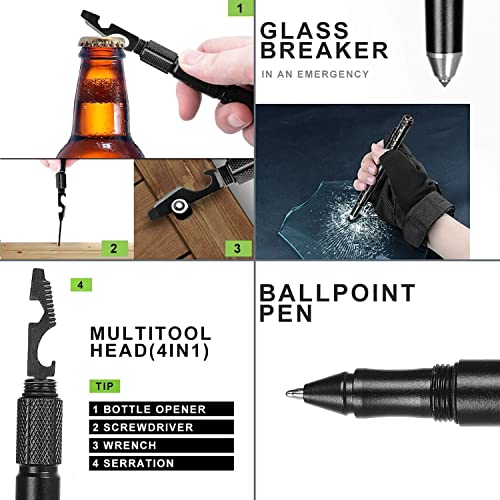 QEZEZA Gifts for Men Dad Him, 8 in 1 Multitool Pen Set, Cool Gadgets for Men Gifts, Unique Mens Gifts for Valentines Day Christmas, Black