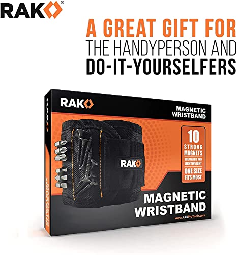 RAK Magnetic Wristband for Holding Screws - HVAC Tools Gifts for Men Who have Everything - Wrist Magnet Tool or Screw Holder for Handyman, Tech Geek, Mechanic, Electrician - Birthday Gifts for Dad