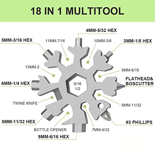 Valentines Day Gifts for Him, Gifts for Men, Snowflake Multitool 2PCS 18 in 1 Stainless Steel Snowflake Multi Tool, Cool Gadgets for Outdoor Travel Camping Daily