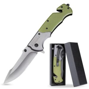 hatrood folding pocket knife,pocket knives with g10 handle sharp blade pocket knife for men camping hunting birthday christmas gifts for men,green