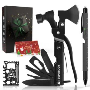 supology multitool gifts for men dad husband boyfriend father him, camping multitool hatchet hammer pen survival multi tool card axe pliers saw screwdriver, multipurpose tool for home outdoor hiking