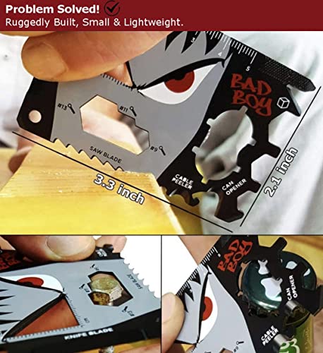 23 in 1 Cool Birthday Gifts for Men who Have Everything, Credit Card Multitool BadBoy, Wallet Tool Survival Multitool Card Set