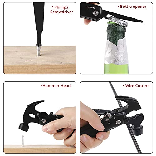 Hammer Multitool Camping Accessories, All in One Survival Tools Cool Gadgets Stocking Stuffers for Fishing Hiking Anniversary Birthday Cool Stuff Gifts for Dad Man Boyfriend Husband