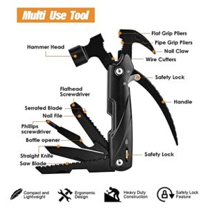 Hammer Multitool Camping Accessories, All in One Survival Tools Cool Gadgets Stocking Stuffers for Fishing Hiking Anniversary Birthday Cool Stuff Gifts for Dad Man Boyfriend Husband