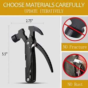 Hammer Multitool Camping Accessories, All in One Survival Tools Cool Gadgets Stocking Stuffers for Fishing Hiking Anniversary Birthday Cool Stuff Gifts for Dad Man Boyfriend Husband