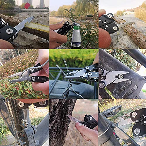 MINI Multitool Pliers,  Birthday Christmas Gifts for Men Boyfriend Dad Husband Women, Pocket Knife 14-In-1, Rugged and Practical Portable Computer and Bike Gadgets, Black Camping and Survival Tools