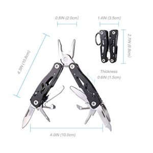 MINI Multitool Pliers,  Birthday Christmas Gifts for Men Boyfriend Dad Husband Women, Pocket Knife 14-In-1, Rugged and Practical Portable Computer and Bike Gadgets, Black Camping and Survival Tools