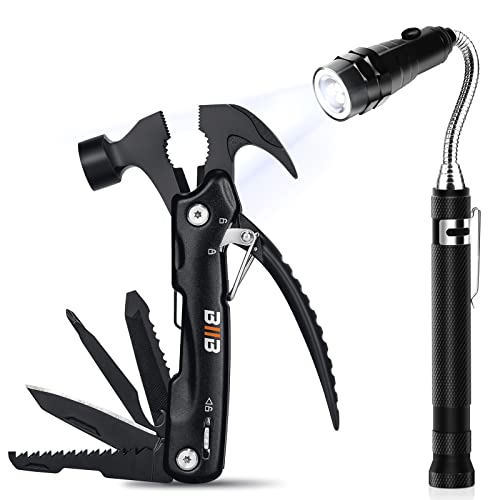 BIIB Stocking Stuffers Gifts for Men, Mini Hammer Multitool LED Magnetic Pickup Tools Cool Gadgets Gifts for Husbands, for Men, Dad, Boyfriend, Unique Gifts for Men, Him