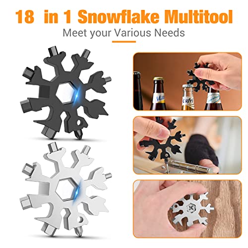 Stocking Stuffers for Men, 18 in 1 Snowflake Multitool Gifts for Men, 9 in 1 Multitool Pen Set, Christmas Gifts for Men