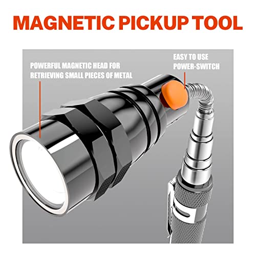 Gifts for Men Telescoping Flexible Magnetic Pickup Tool With 3 Super Bright Led Lights, Gifts for Dad, Father, Husband, Handy Men or Women, Birthday Gifts Idea, 1 Pack