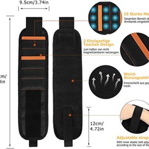 Magnetic Wristband Holding Screws Needles, Tool Belt for Holding Screws, Nails, Drill Bits, DIY Unique Gifts for Man, Husband Boyfriend (Belt Black)