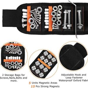 Magnetic Wristband Holding Screws Needles, Tool Belt for Holding Screws, Nails, Drill Bits, DIY Unique Gifts for Man, Husband Boyfriend (Belt Black)