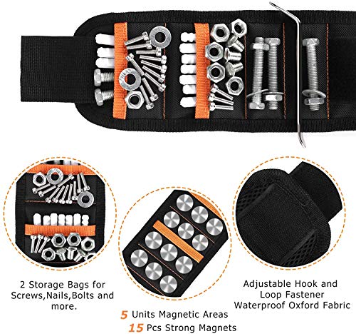 Magnetic Wristband Holding Screws Needles, Tool Belt for Holding Screws, Nails, Drill Bits, DIY Unique Gifts for Man, Husband Boyfriend (Belt Black)