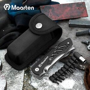 Pocket Multitool with Safety Locking Blade Handy Gift for Men Women,18 in 1 Portable Multifunctional Multi Tool with Spring-Action Plier for Survival Camping Hiking Outdoor Hunting