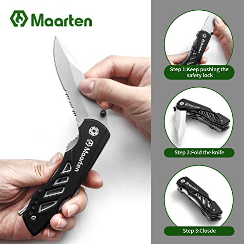 Pocket Multitool with Safety Locking Blade Handy Gift for Men Women,18 in 1 Portable Multifunctional Multi Tool with Spring-Action Plier for Survival Camping Hiking Outdoor Hunting