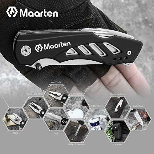 Pocket Multitool with Safety Locking Blade Handy Gift for Men Women,18 in 1 Portable Multifunctional Multi Tool with Spring-Action Plier for Survival Camping Hiking Outdoor Hunting