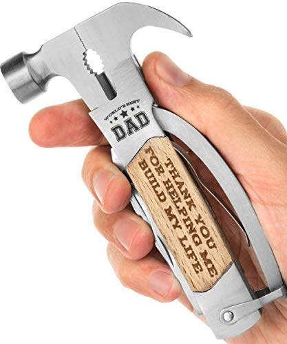 Heat Changing Cup and Multi Tool Hammer Gift for Men - Birthday Gifts for Dad - Men Stocking Stuffers Ideas for the World's Best Dad - 6" Multifunctional with Screwdriver, Plier, Wire Cutter/Stripper,