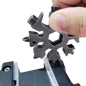 Snowflake Multi Tool 18-in-1, Stainless Steel Snowflake Bottle Opener/Wrench/Flat Cross Screwdriver Kit, Portable Daily Tool Outdoor Camping Multitools Cool Gadgets Gifts for Men Dad, Black