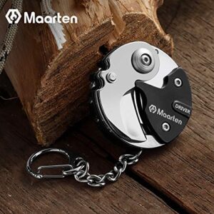 Maarten Multitool with Key chain, Gifts for Dad Men, Upgraded 7 in 1 Stainless Steel Multifunctional Multi Mini EDC Coin Pocket Tool, Bicycle Repair for Survival Camping Outdoor