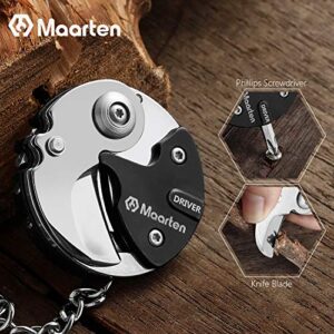 Maarten Multitool with Key chain, Gifts for Dad Men, Upgraded 7 in 1 Stainless Steel Multifunctional Multi Mini EDC Coin Pocket Tool, Bicycle Repair for Survival Camping Outdoor