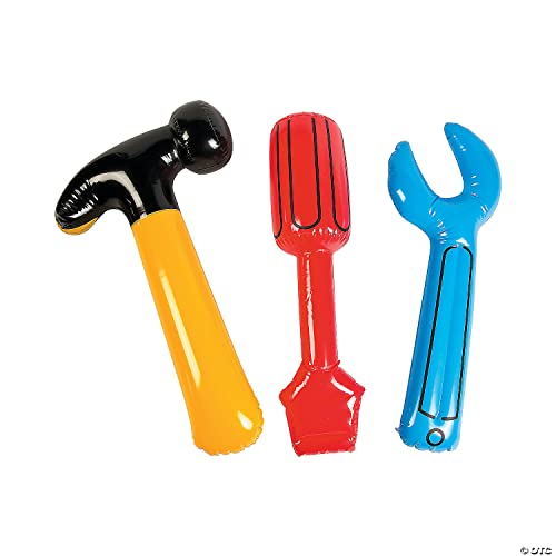 Fun Express Hammer, Screw Driver, and Wrench Inflatable Tool Set- Great for a Construction Party