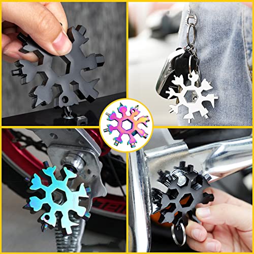 18-in-1 Snowflake Multi-Tool, Stainless Steel Snowflake Multi-Tool Snowflake Tool Card 18-in-1 Multi-Tool Card Compact Snowflake Tool Multi Instrument Snowflake Tool Color+Gift