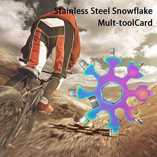 18-in-1 Snowflake Multi-Tool, Stainless Steel Snowflake Multi-Tool Snowflake Tool Card 18-in-1 Multi-Tool Card Compact Snowflake Tool Multi Instrument Snowflake Tool Color+Gift