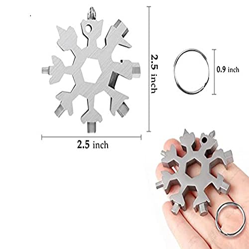 GADIEDIE 2 Pcs 18-in-1 Snowflakes Multi Tool,Great Christmas Gift, Stainless Steel Snowflake Bottle Opener,Definitely a Winner for The Kitchen Drawer or Glove Compartment(Black/Silver）