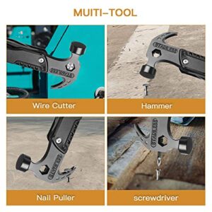 Camping Accessories Multitool, Cool Gadgets Unique Camping Gear Christmas Birthday Gift Ideas for Men Dad Him, 14-in-1 Survival Tool for Outdoor Hunting Hiking, Emergency Escape Tool with Hammer