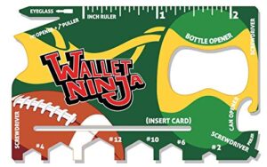 wallet ninja – sports: baseball, basketball, football 18 in 1 credit card sized multitool – football