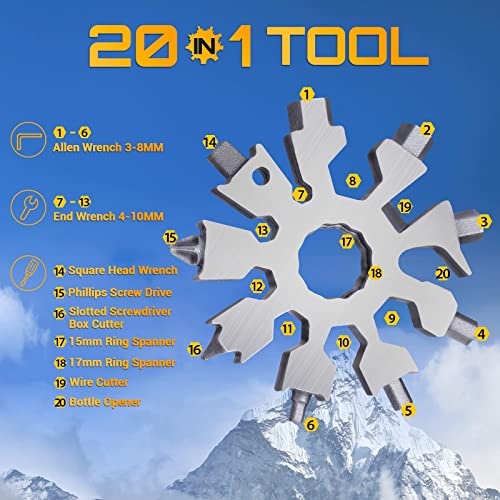 LED Telescoping Magnet Pickup Tool Bundle with Snowflake Multi Tools Stocking Stuffers for Men Dad Women Cool Gadgets for Men Portable Screwdriver Wrench Bottle Opener Mini Tool