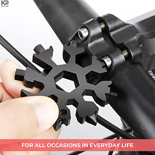 6Pcs Snowflake Multitool Keychain Screwdriver - Pocket Screwdriver Keychain Bottle Opener Keychain Multitool Key Can Opener - Snowy Portable 18-in-1 Stainless Steel Snowflake Multi-Tool for Men