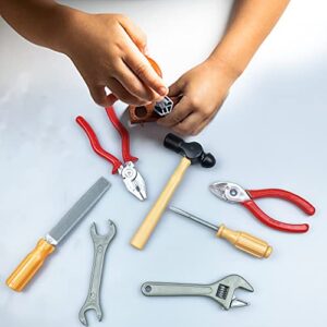 18PCS Tools Cake Topper Tools Cake Decorations Toolbox Wrench Hammer Mechanic Drill Plier Handsaw Tape Measure Screwdrivers Themed Happy Birthday Party Decor